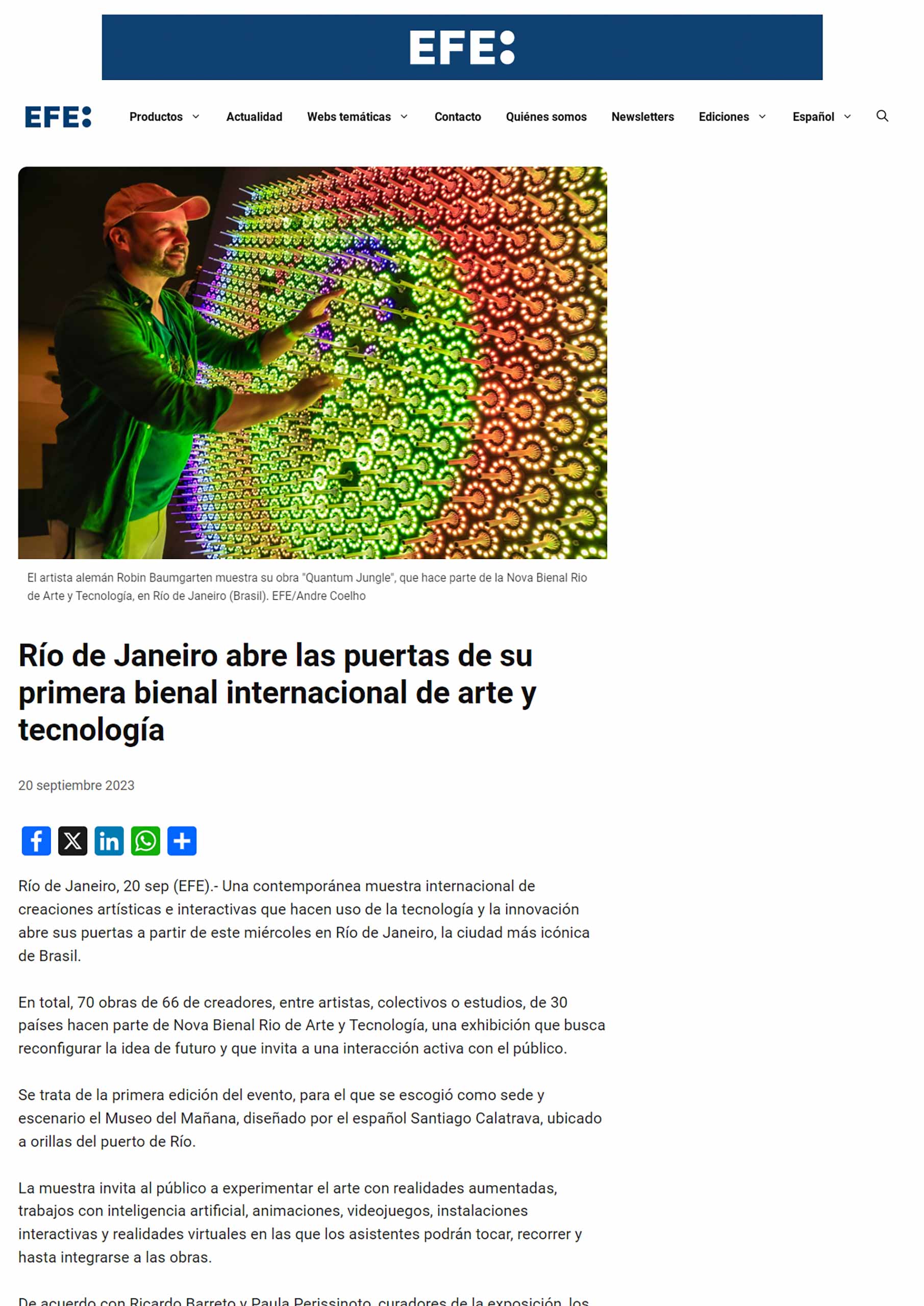 NOVA BIENAL RIO 2023 – EFE Notícias - FILE FESTIVAL