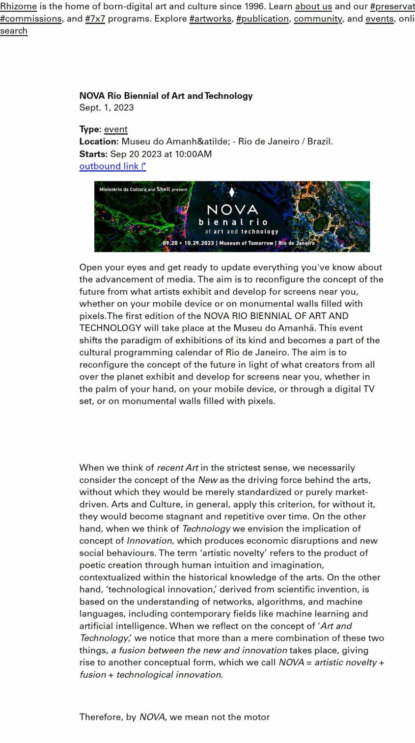 NOVA BIENAL RIO 2023 – Rhizome - FILE FESTIVAL